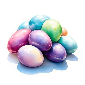 Watercolor Easter Eggs Clipart: Colorful Spring Images (jpgs ...