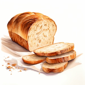 Fresh Breads Clipart, Baked Bread Images, 10 Watercolor Clip Art ...