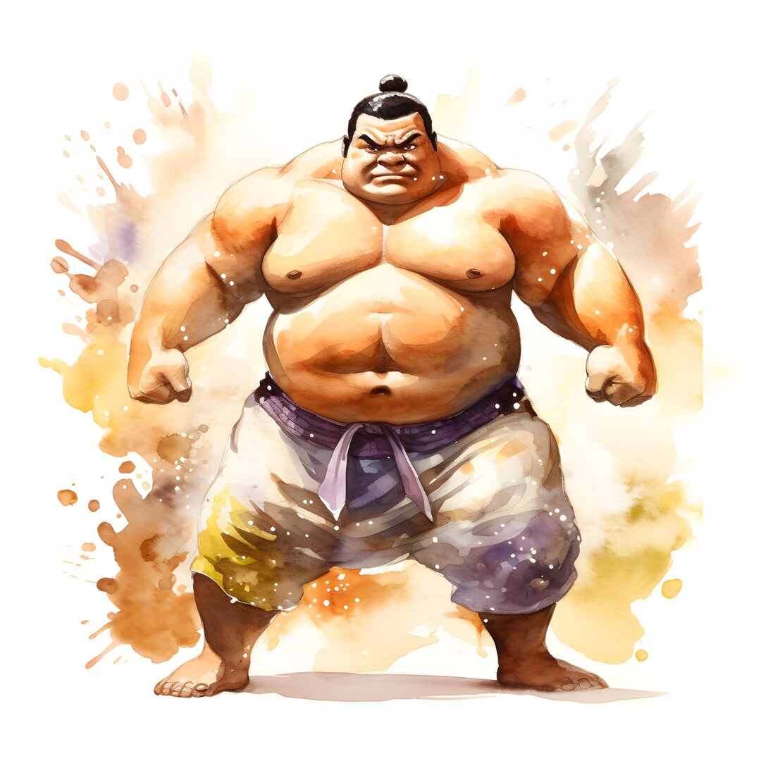 Sumo Clipart, Sumo Wrestlers Images, 10 Watercolor Clip Art, Printable ...