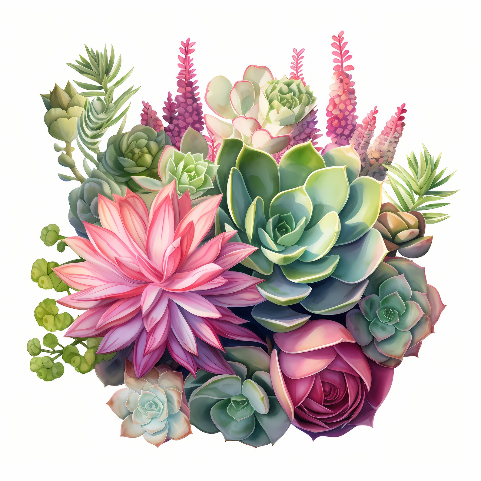 Succulents Clipart, Cactus Succulent Images, 10 Watercolor Clip Art ...