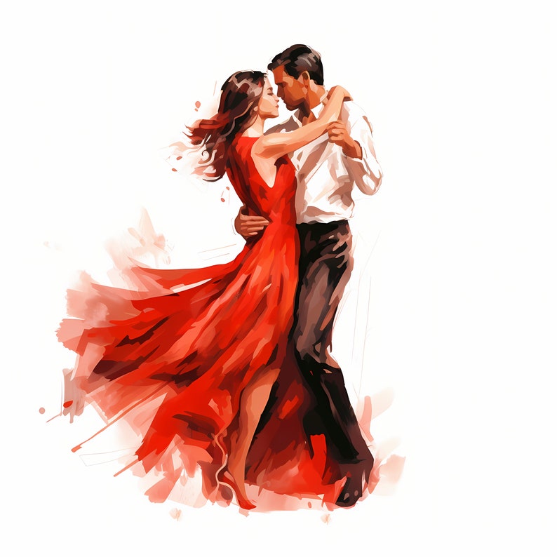 Tango Dancers Clipart, Couple Dancing Images, 10 Watercolor Clip Art ...