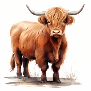 Highland Cow Clipart, Farm Cows Images, 10 Watercolor Clip Art ...