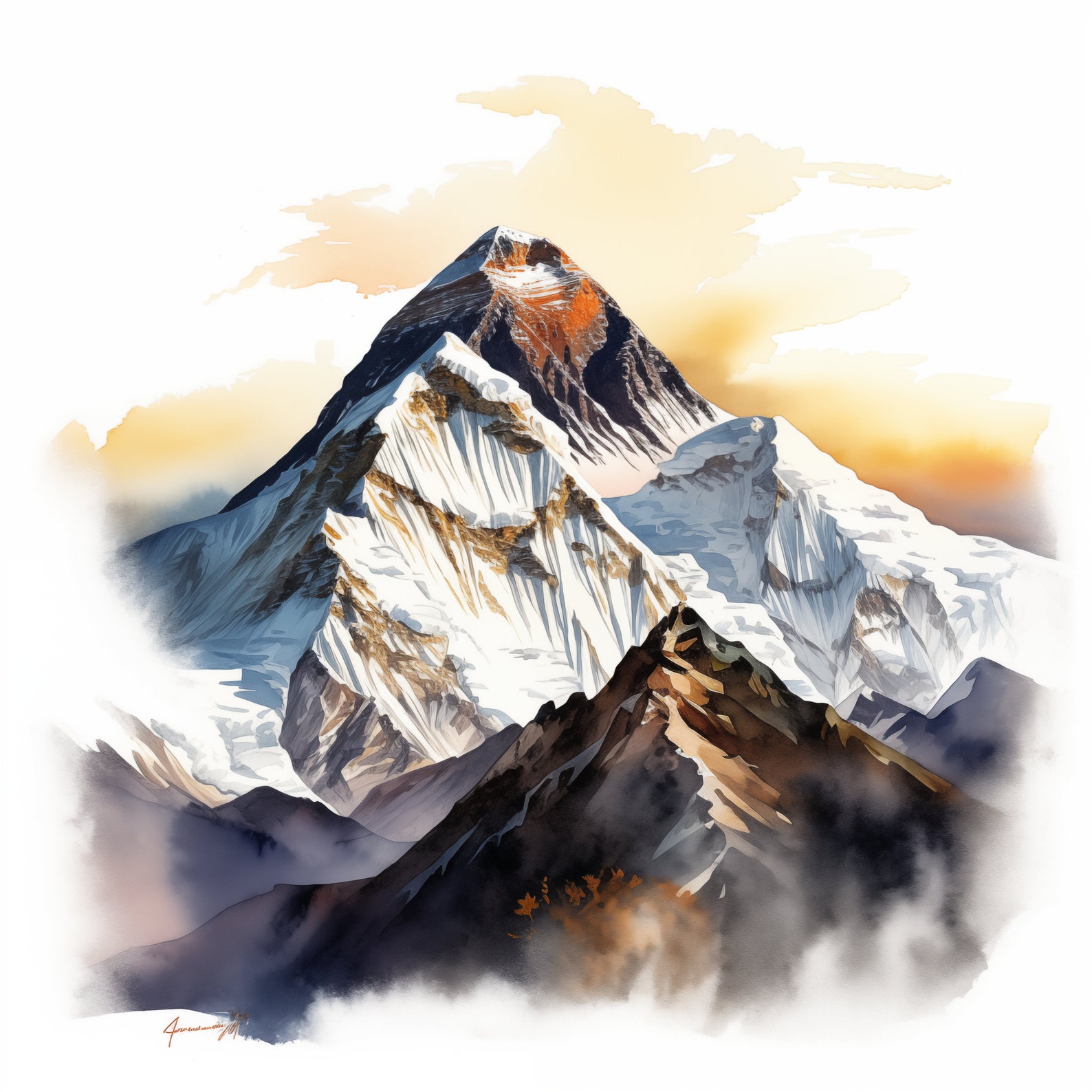 Mount Everest Clipart, Mountain Everest Images, 10 Watercolor Clip Art ...