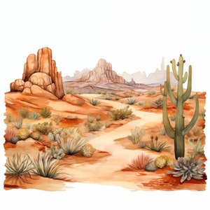 Desert Landscape Clipart, Texas Desert Images, 10 Watercolor Clip Art ...