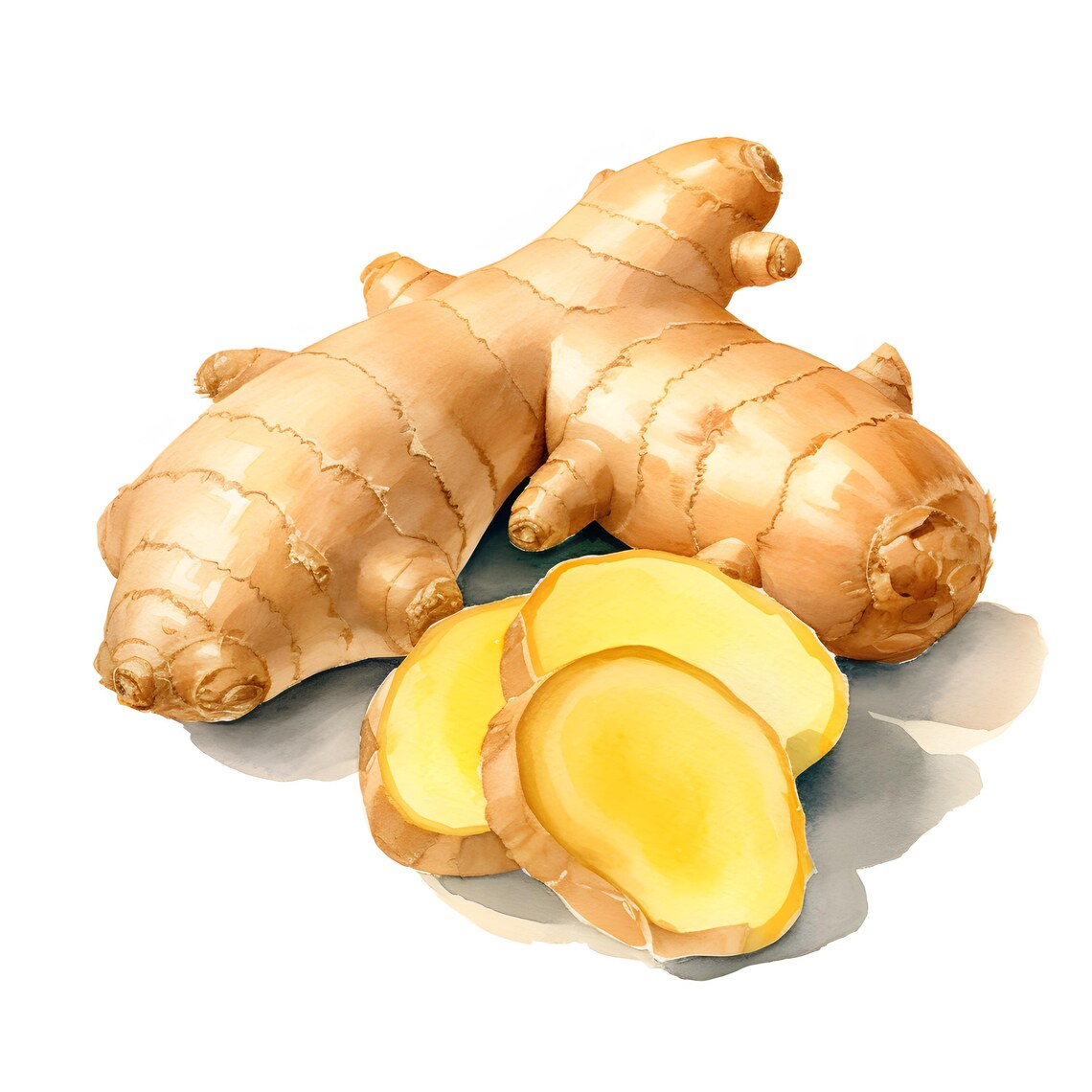 Watercolor Ginger Clipart: Printable Root Vegetable Images (jpgs ...