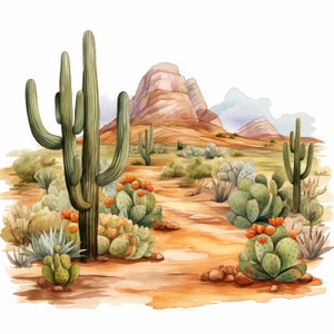 Desert Landscape Clipart, Texas Desert Images, 10 Watercolor Clip Art ...