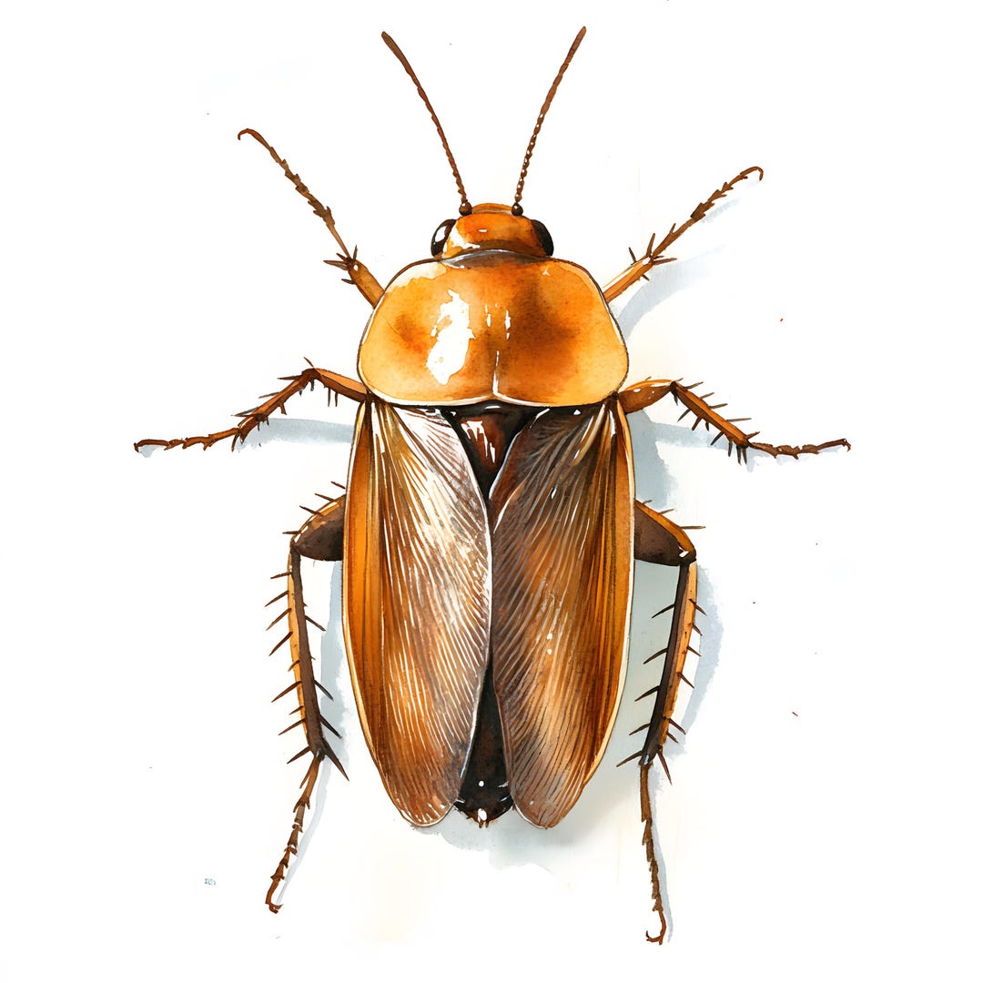 Watercolor Cockroach Clipart: Bug Images for Crafts (jpgs, Instant ...