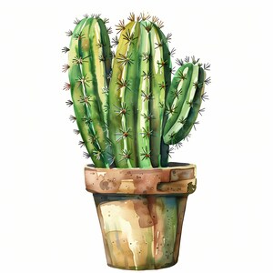 Cactus Clipart, Cactus in Pot Images, 10 Watercolor Clip Art, Printable ...