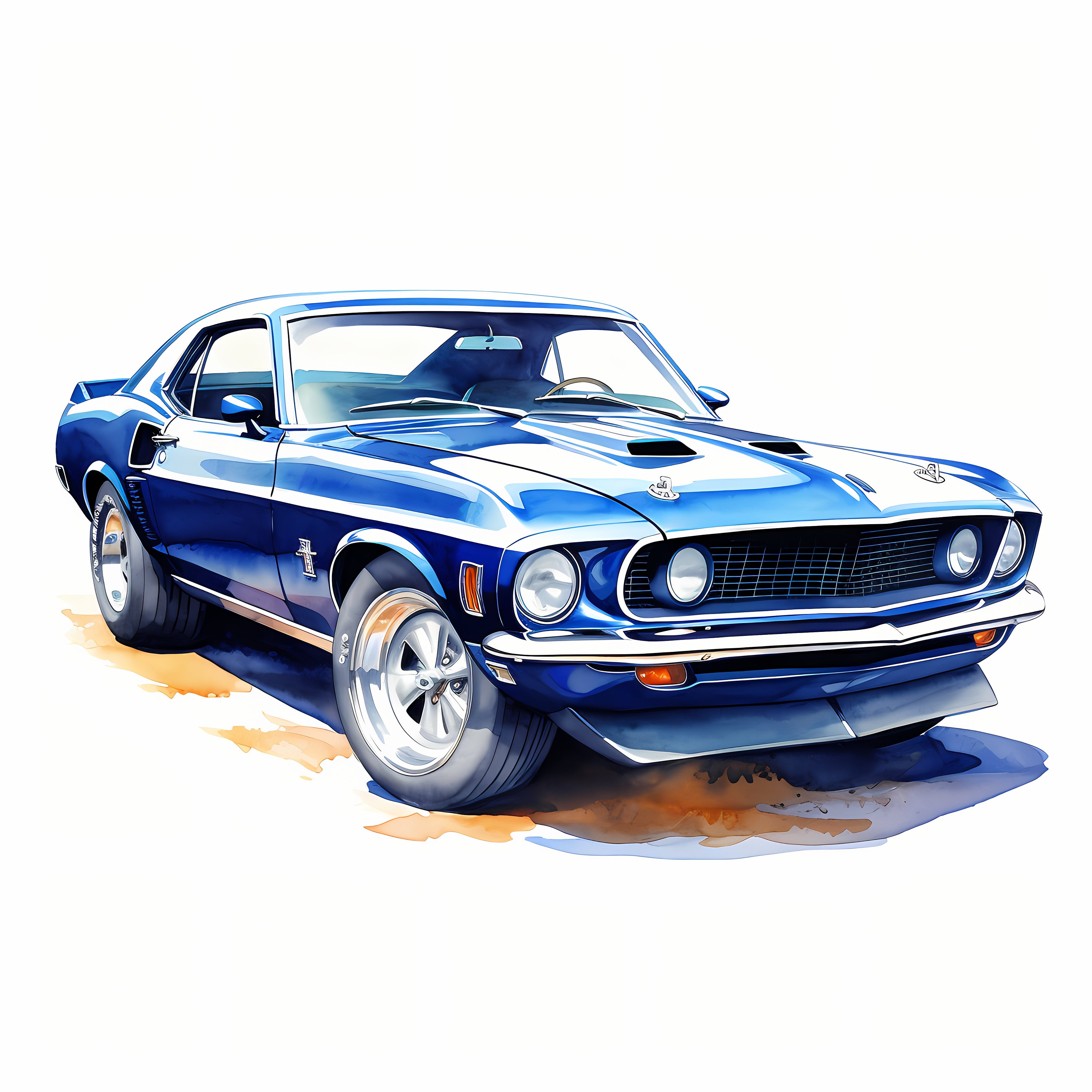 Muscle Car Clipart, American Muscle Car Images, 10 Watercolor Clip Art ...