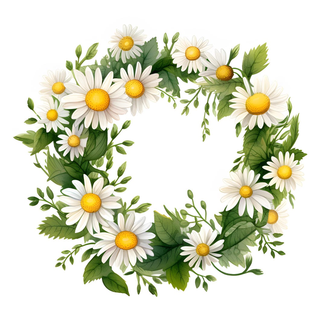 Chamomile Wreath Clipart, Chamomile Flowers Images, 10 Watercolor Clip ...