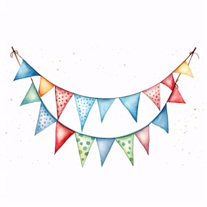 Watercolor Bunting Clipart: Party Flags, Garland (printable Jpgs) - Etsy