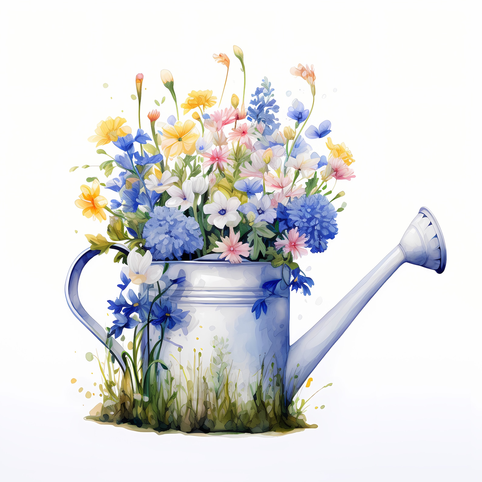 Watering Can Clipart, Watering Can With Flowers Images, 10 Watercolor ...