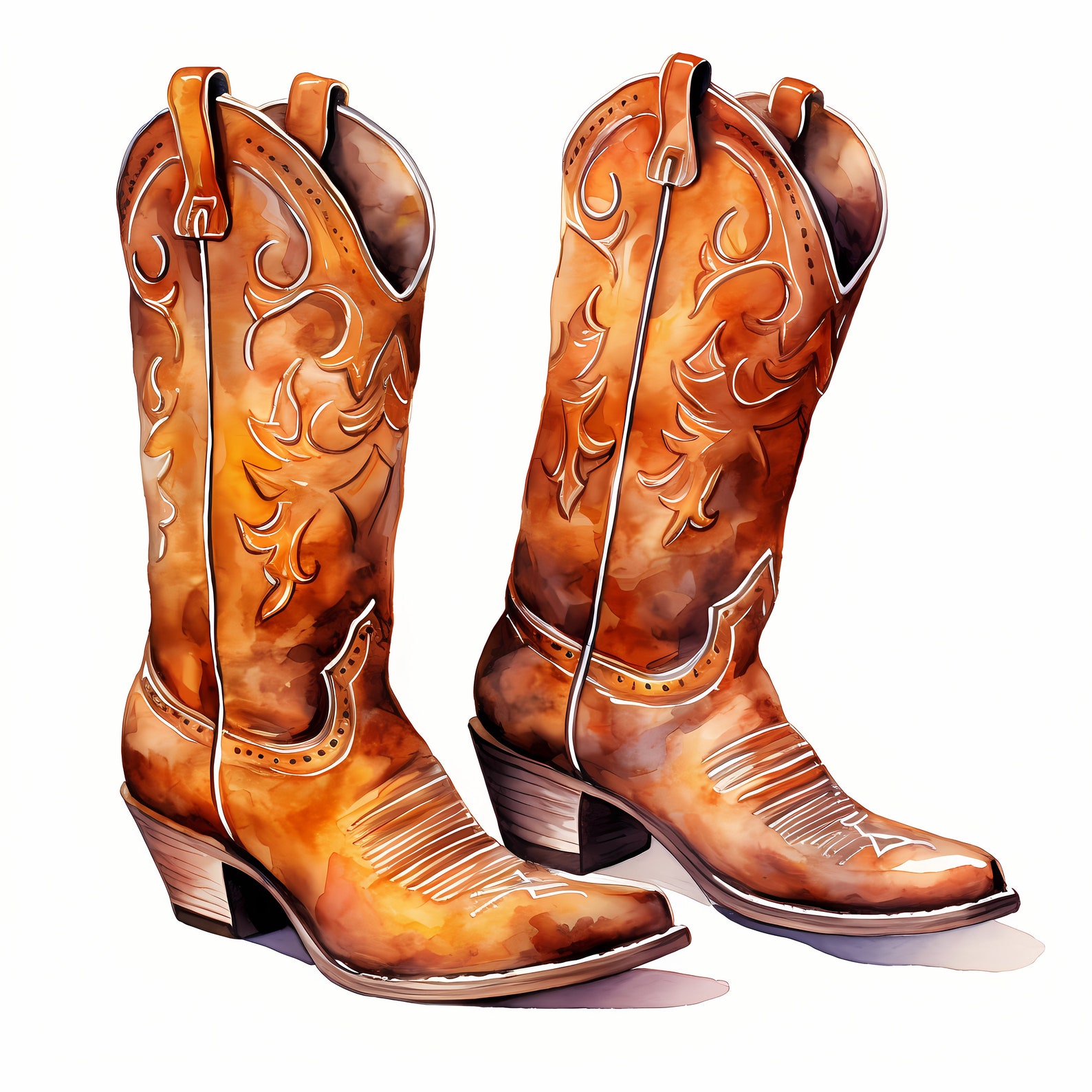 Watercolor Cowboy Boots Clipart: 10 JPG Images (commercial Use) - Etsy