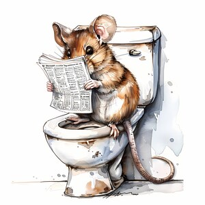 Field Mouse Clipart, Mouse on the Toilet Images, 10 Watercolor Clip Art ...