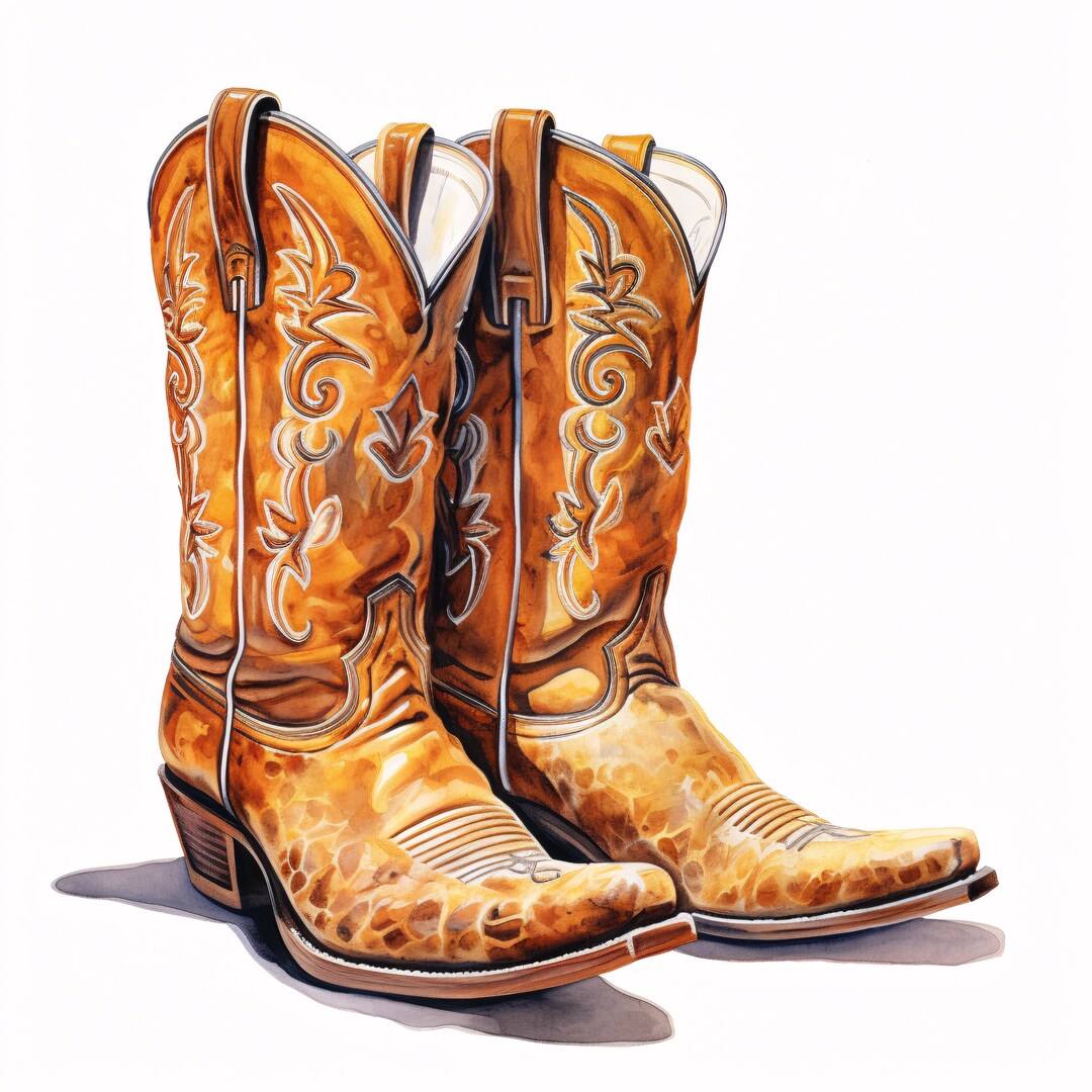 Watercolor Cowboy Boots Clipart: Western Art, Commercial Use (jpgs ...