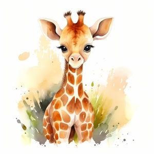 Giraffe Clipart, Baby Giraffe Images, 10 Watercolor Clip Art, Printable ...