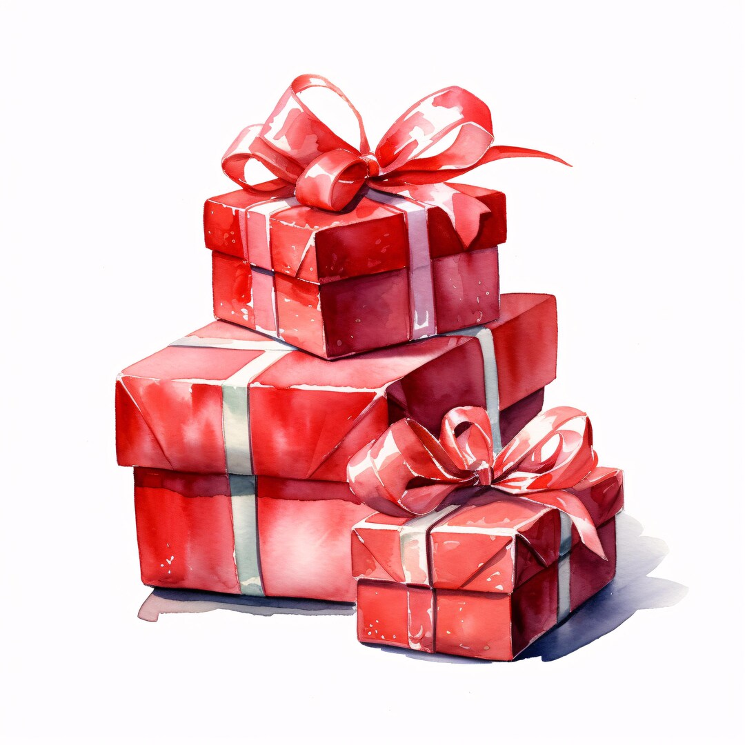 Festive Gift Boxes Clipart, Christmas Presents Images, 10 Watercolor ...