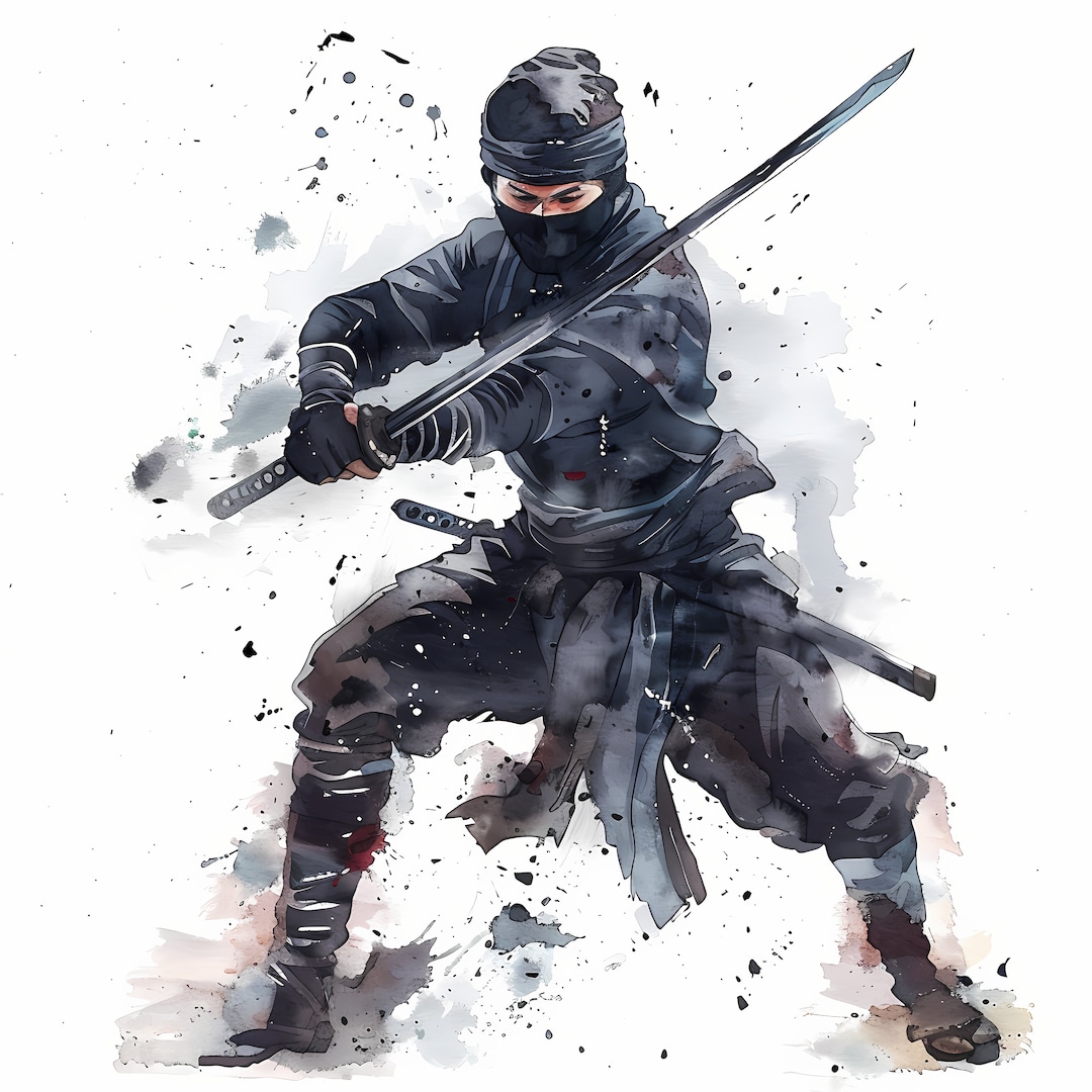 Watercolor Ninja Clipart: Japan Warrior Images (commercial Use ...