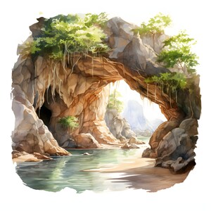 Cave Clipart, Caves Images, 10 Watercolor Clip Art, Printable Jpgs ...
