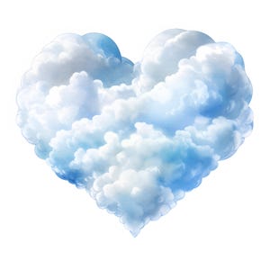 Watercolor Heart Cloud Clipart: Printable Valentine's Day Jpgs ...
