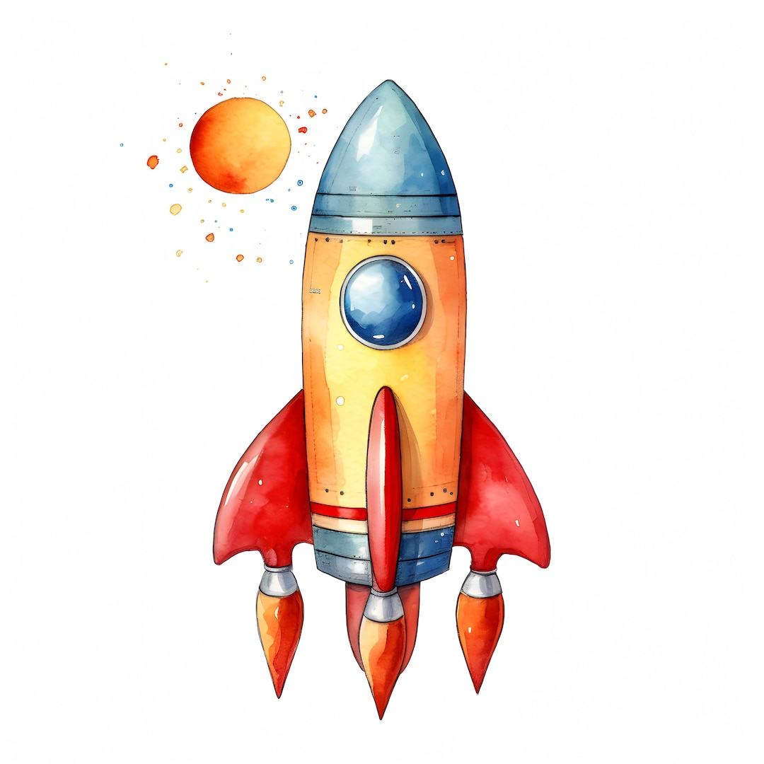 Rocket Clipart, Space Rocket Images, 10 Watercolor Clip Art, Printable ...