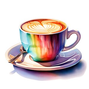 Rainbow Coffee Clipart, Colorful Coffee Images, 10 Watercolor Clip Art ...