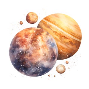 Watercolor Planets Clipart: Galaxy Stars Images (jpgs, Instant Download ...