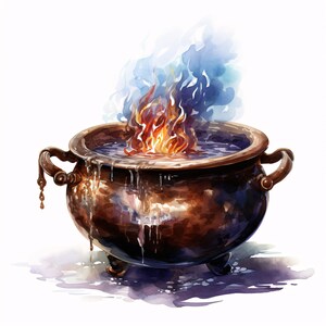 Cauldron Clipart, Bubbling Cauldrons Images, 10 Watercolor Clip Art ...