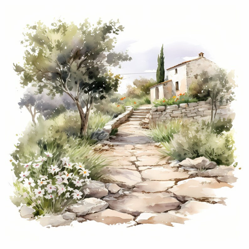 Rustic Footpath, Nature Walk Path Watercolor Clipart Set With 10 JPG ...