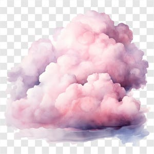 Pink Watercolor Clouds Clipart: PNG Images for Commercial Use (digital ...