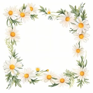 Daisy Frame Clipart, Flowers Frame Images, 10 Watercolor Clip Art ...