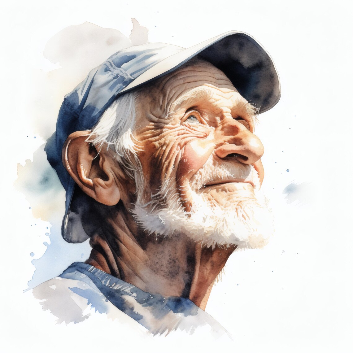 Old Man Portrait Clipart, Elder Face Images, 10 Watercolor Clip Art ...