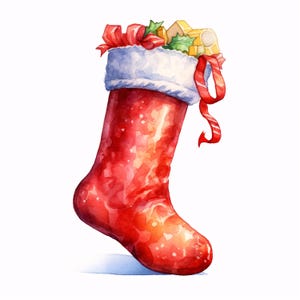 Christmas Stocking Clipart, Holiday Sock Images, 10 Watercolor Clip Art ...