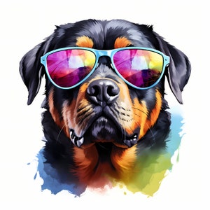 Rottweiler Clipart, Cool Dog Images, 10 Watercolor Clip Art, Printable ...