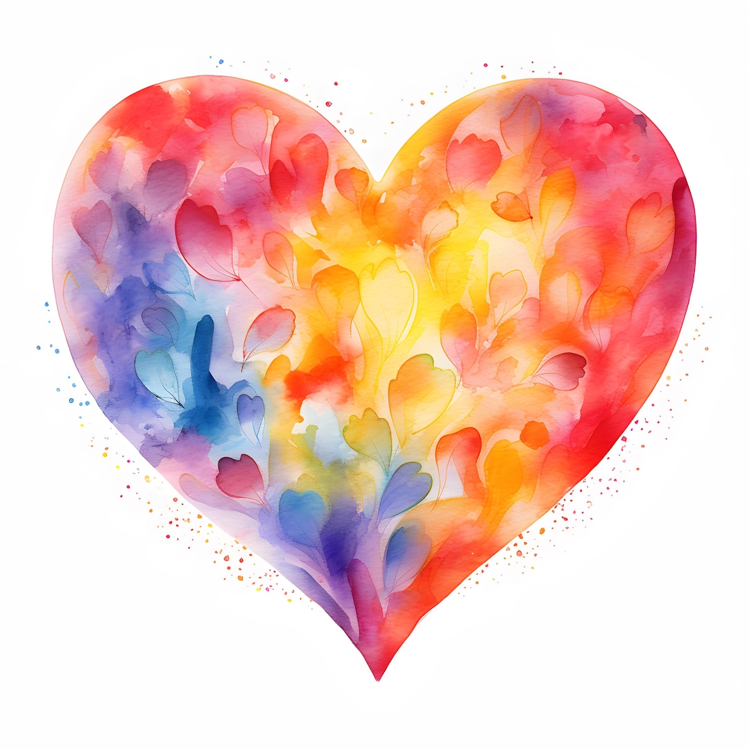 Abstract Heart Clipart, Colorful Hearts Images, 10 Watercolor Clip Art ...