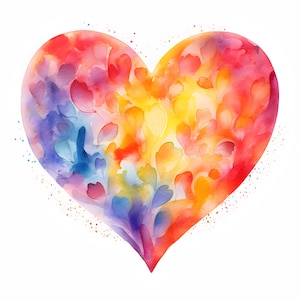 Abstract Heart Clipart, Colorful Hearts Images, 10 Watercolor Clip Art ...