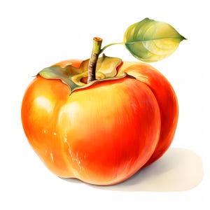 Persimmon Clipart, Fruit Images, 10 Watercolor Clip Art, Printable Jpgs ...