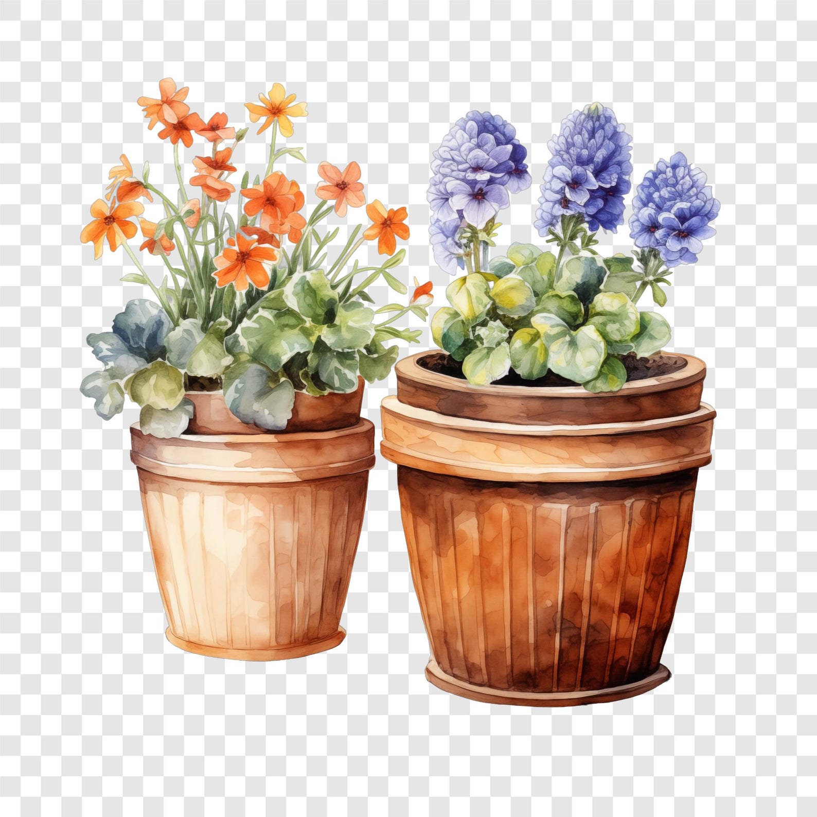 8 PNG Flower Pots Clipart, Garden Plants Images, Watercolor Clip Art ...