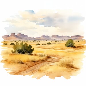 Steppe Clipart, Steppe Landscape Images, 10 Watercolor Clip Art ...