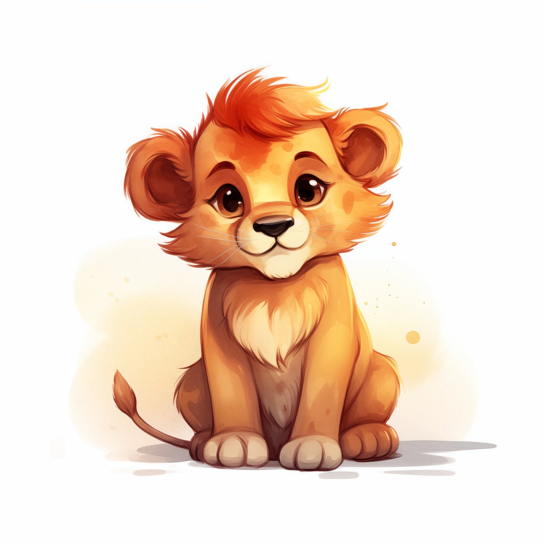 Lion Clipart, Cute Lion Images, 10 Watercolor Clip Art, Printable Jpgs ...