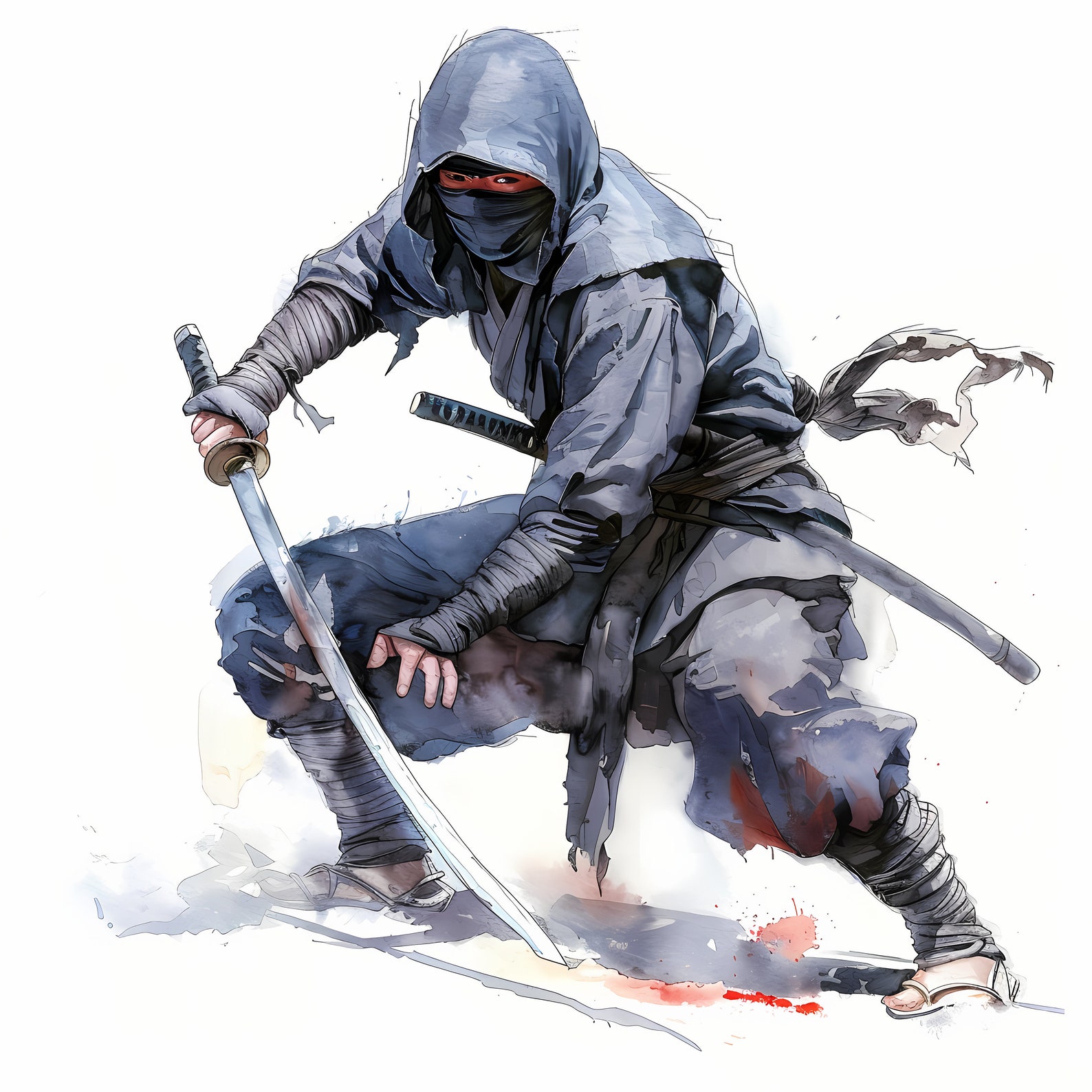 Watercolor Ninja Clipart: Japan Warrior Images (commercial Use ...