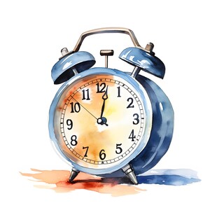 Alarm Clock Clipart, Old Fashioned Alarm Images, 10 Watercolor Clip Art ...