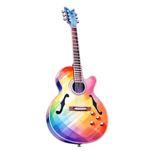 Watercolor Electric Guitar Clipart: Colorful Music Art (jpgs) - Etsy