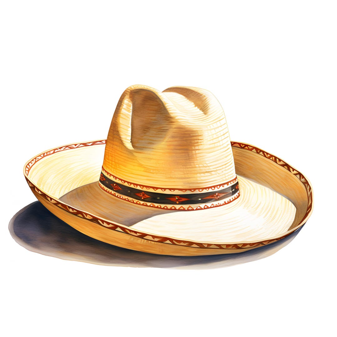 Sombrero Clipart, Mexican Hat Images, 10 Watercolor Clip Art, Printable ...