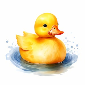 Rubber Duck Clipart, Yellow Bath Duckling Images, 10 Watercolor Clip ...