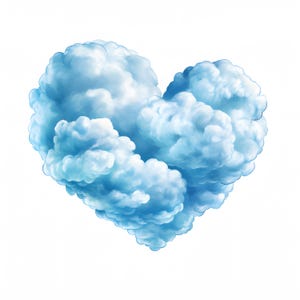 Watercolor Heart Cloud Clipart: Printable Valentine's Day Jpgs ...