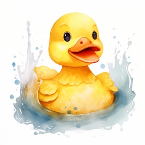 Rubber Duck Clipart, Yellow Bath Duckling Images, 10 Watercolor Clip ...