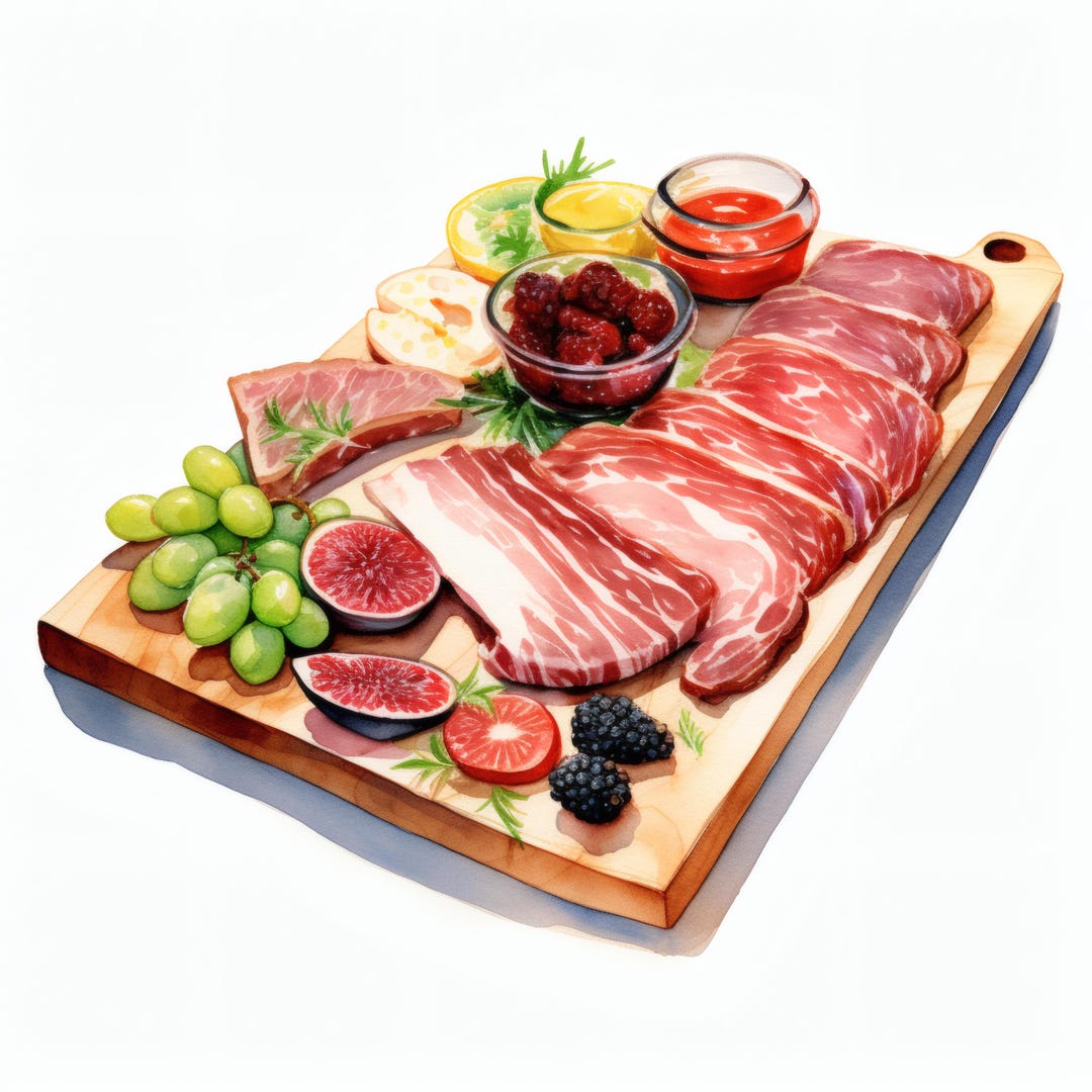 Charcuterie Board Clipart, Gourmet Food Images, 10 Watercolor Clip Art ...