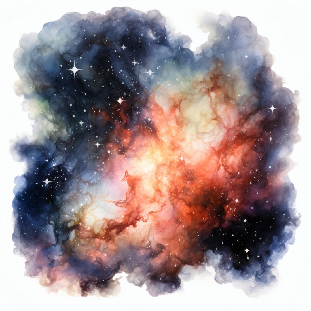 Galaxy Nebula Clipart, Cosmic Space Images, 10 Watercolor Clip Art ...