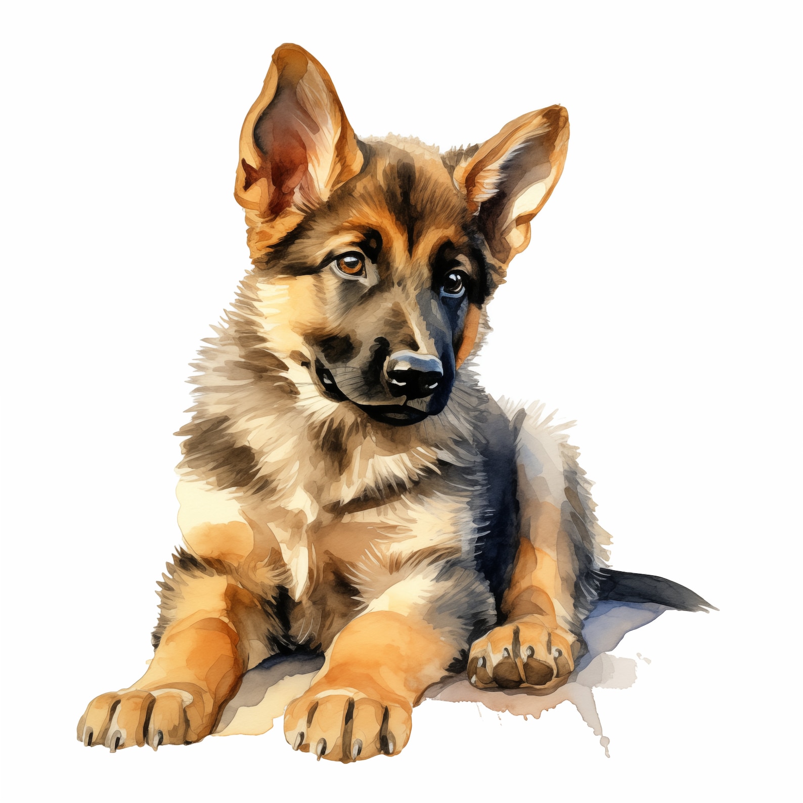 German Shepherd Clipart, Puppy Dog, Alsatian Images, 10 Watercolor Clip ...